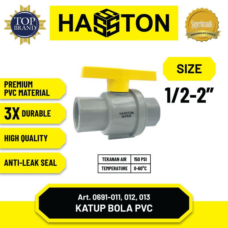 Jual Hasston Ball Valve Body PVC / Katup Bola / PVC Ball Valve (0691 ...