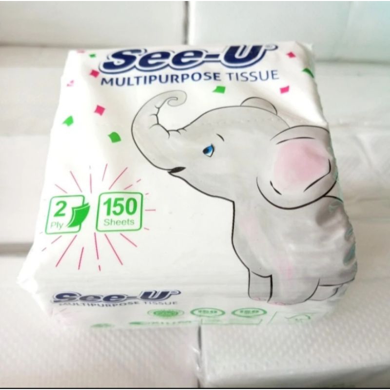 Jual Paket 10 Pack Tisu Pop Up merek See-U Multipurpose 150 sheets ...