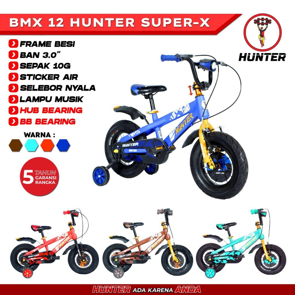 Jual SEPEDA BMX 12 INCH HUNTER SUPER X BAN 3.0 | Shopee Indonesia