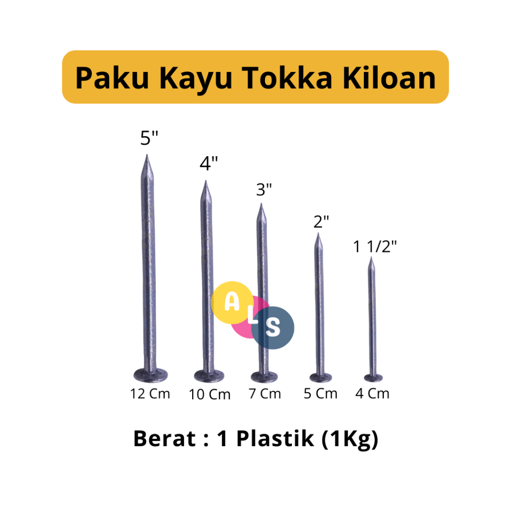 Jual Paku Kayu Seri Tokka/1Kg/Paku Tokka 4 cm 5 cm 7 cm 10 cm 12 cm/Paku Kiloan | Shopee Indonesia