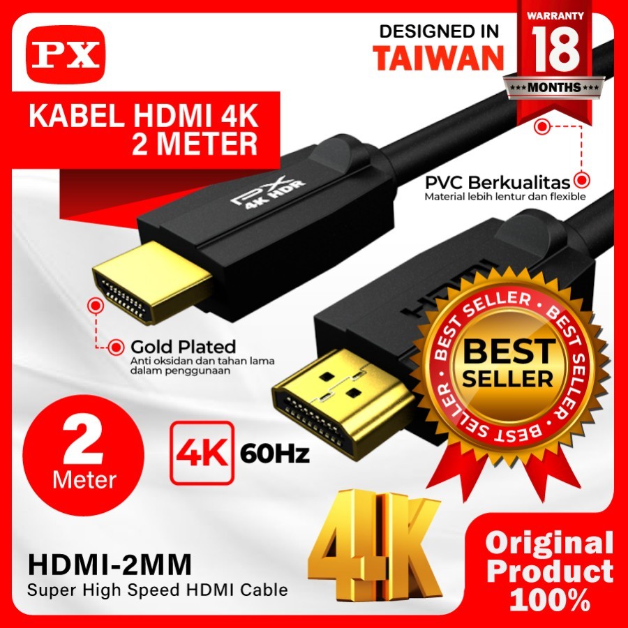 Jual Kabel HDMI PX 2M 4K Ultra HD ARC 2 Meter Cable Dolby Audio HDMI ...