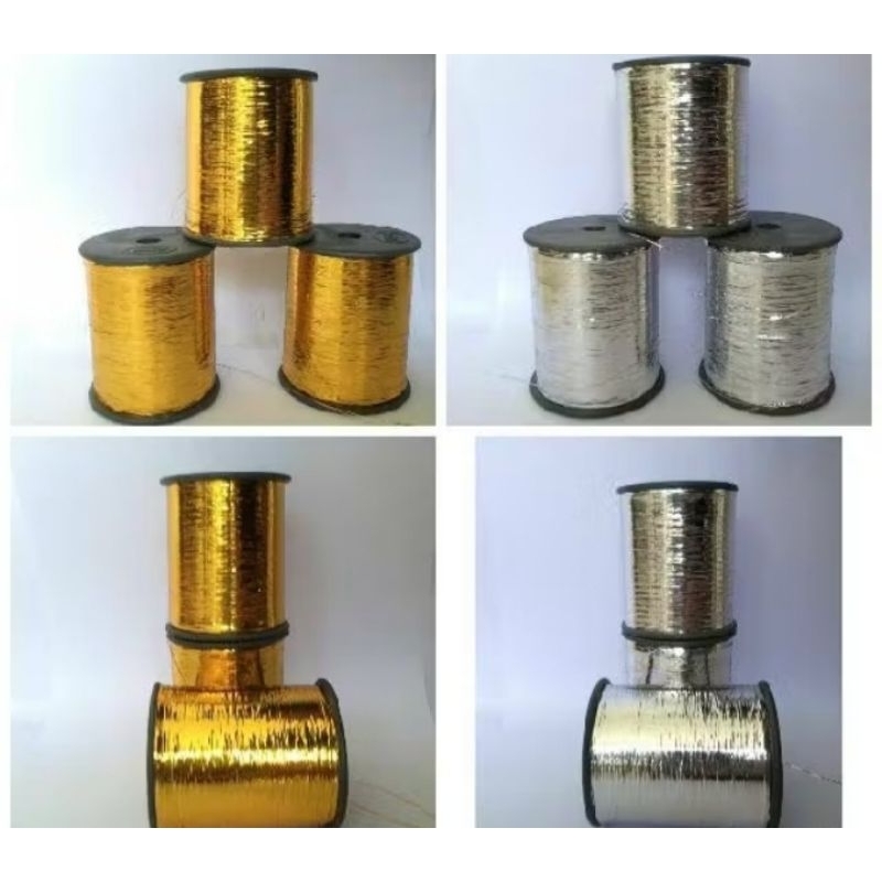 Jual Benang METALIK Mamilon GEPENG MAS DAN Perak 100Gram | Shopee Indonesia