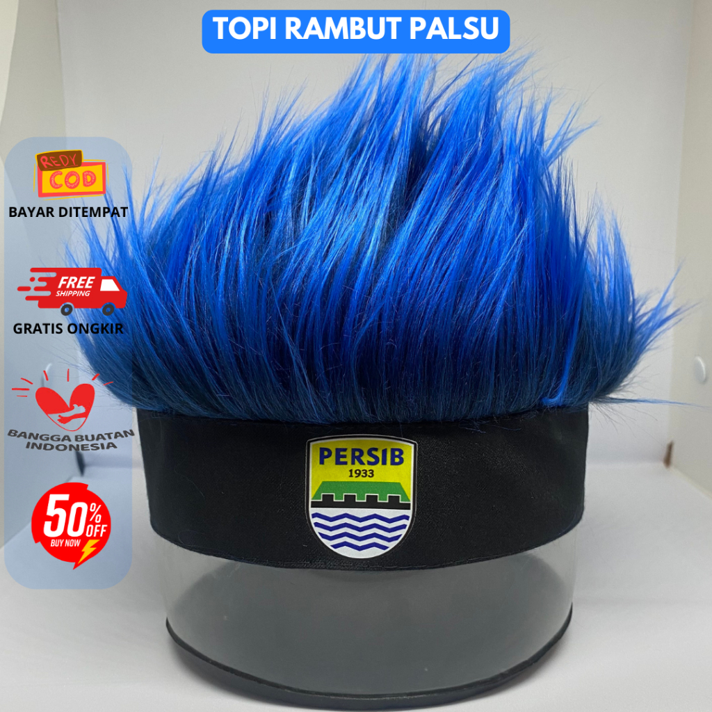 Jual Topi Rambut Palsu / Wig Rambut Palsu / Wig Cosplay Suporter Bola ...