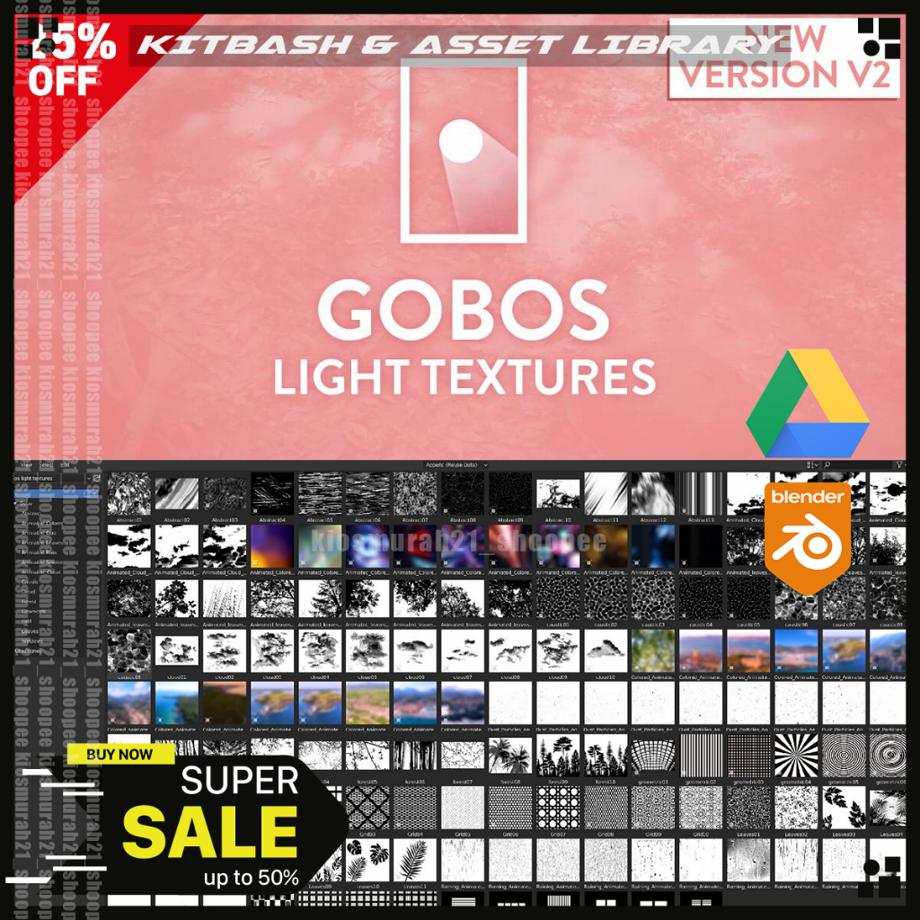 Jual Gobos Light Textures V2 - 3D Asset Library Blender 3D | Shopee ...