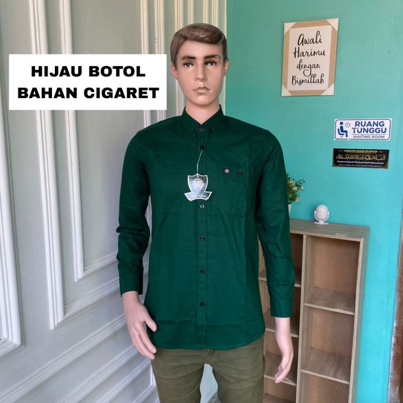 Jual IJO BOTOL KEMEJA POLOS PRIA LENGAN PANJANG BAHAN CIGARET WARNA ...