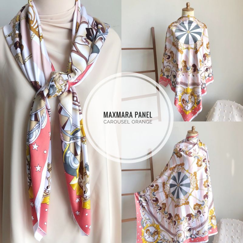 Jual Kain Maxmara Panel Carousel Orange (Size 1.15M x 1.15M) | Shopee ...