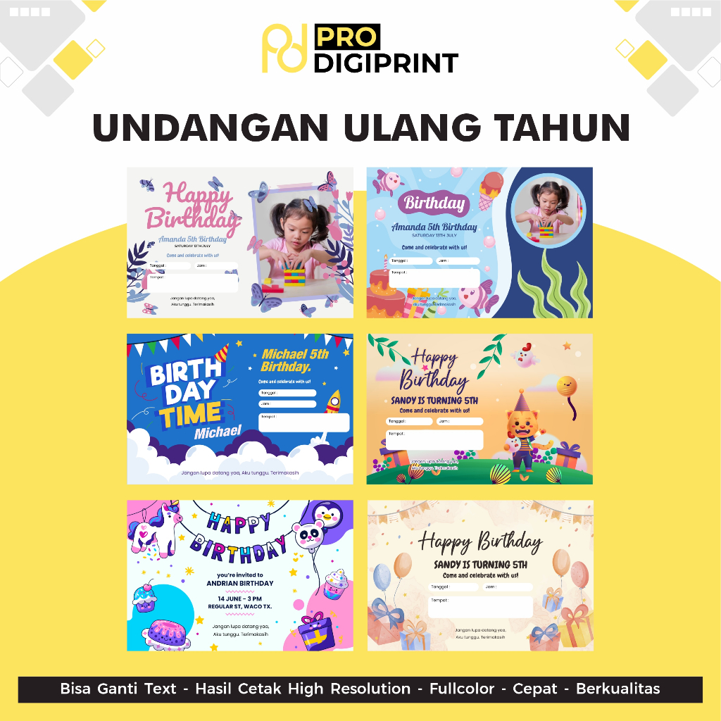Jual Kartu Undangan Ultah - Ulang Tahun Anak Karakter, Kids Birthday ...