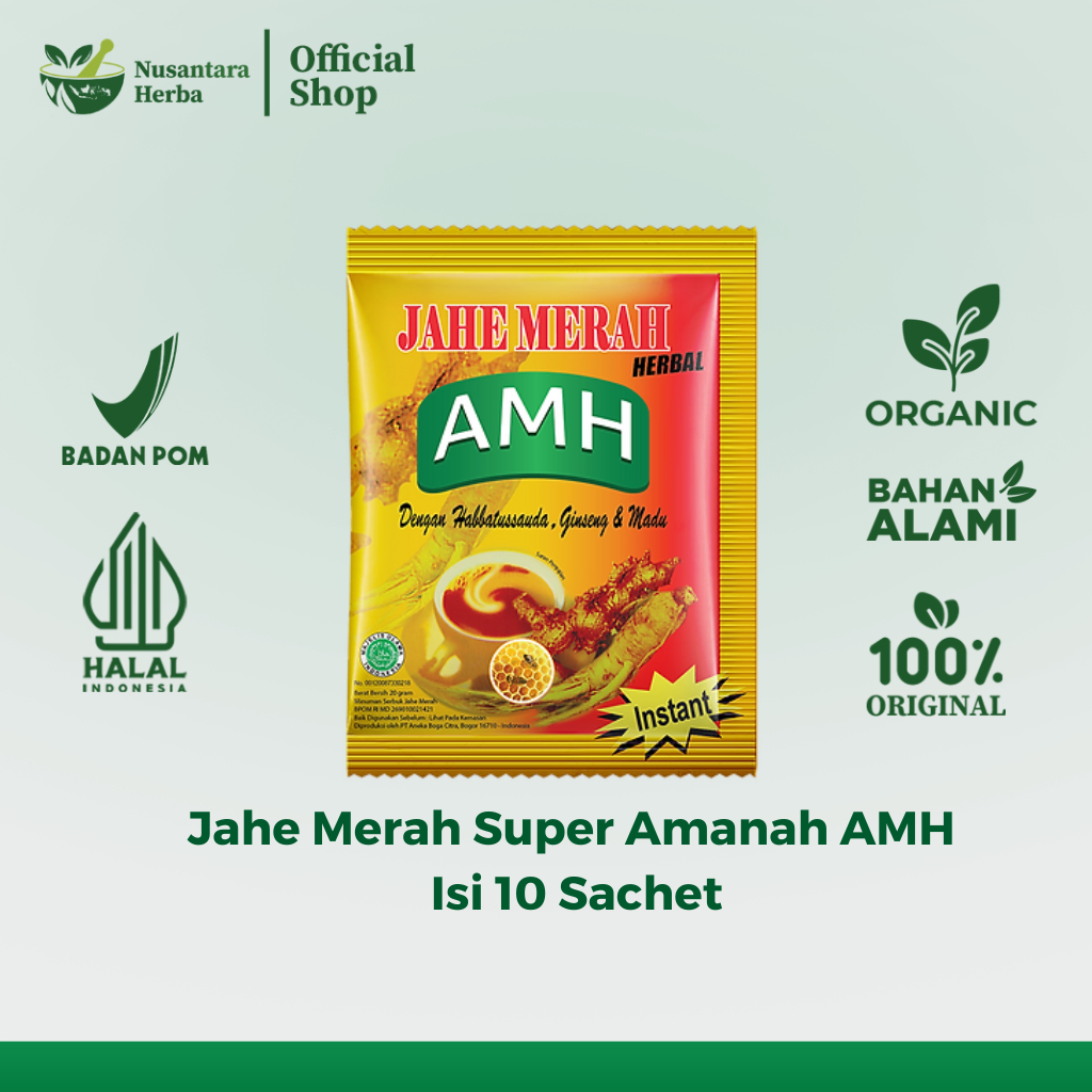 Jual Jahe Merah Super Amanah AMH Kemasan Kuning Perenceng Isi 10 Sachet ...