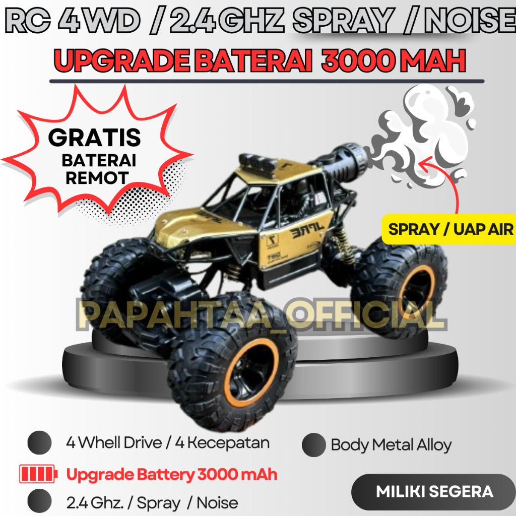 Jual mobil remote control rc 4wd spray mainan remot kontrol 4x4 besar ...