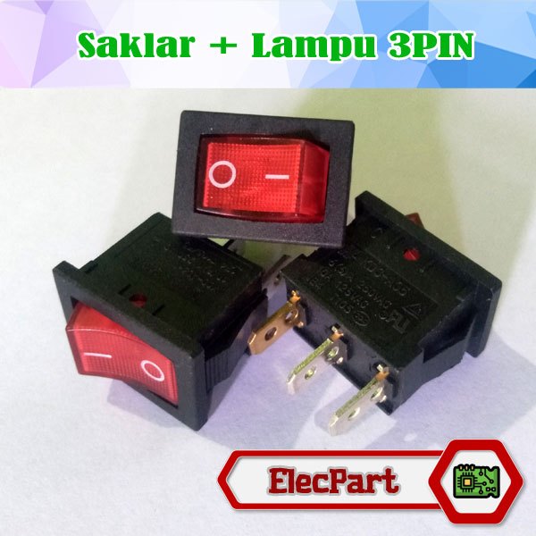 Jual 1PCS Switch On / Off Kecil + Lampu 3 PIN | Saklar Kecil / Tombol ...