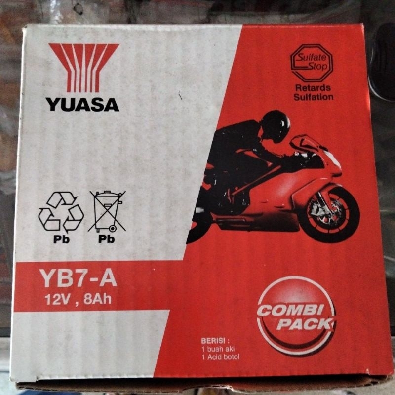 Jual Aki Accu Basah Yuasa Thunder YB7-A 12V 8Ah Accu Battery | Shopee ...