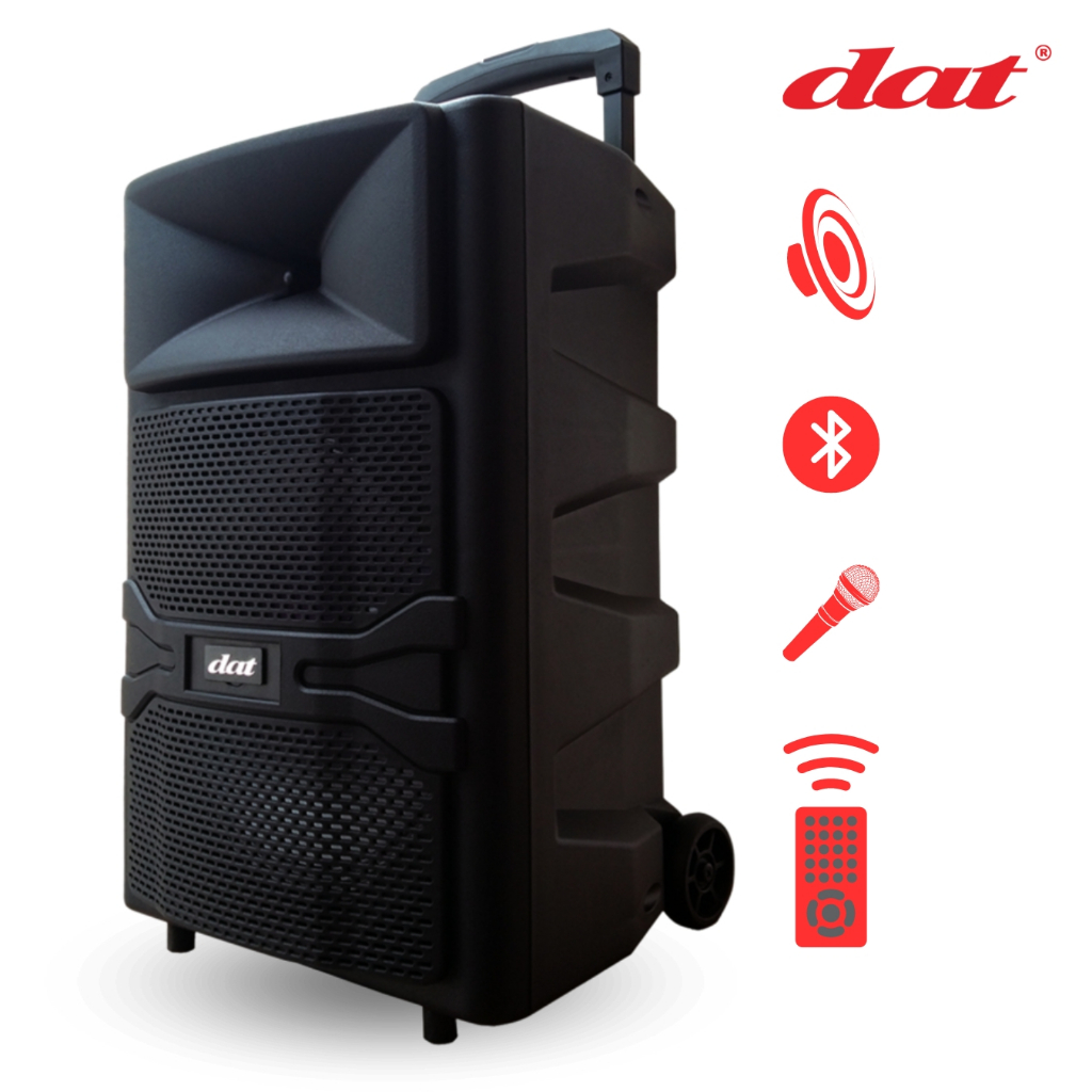 Jual SPEAKER PORTABLE SPEAKER DAT DT 1210FT 12 INCH MIC WIRELESS 2 UNIT ...