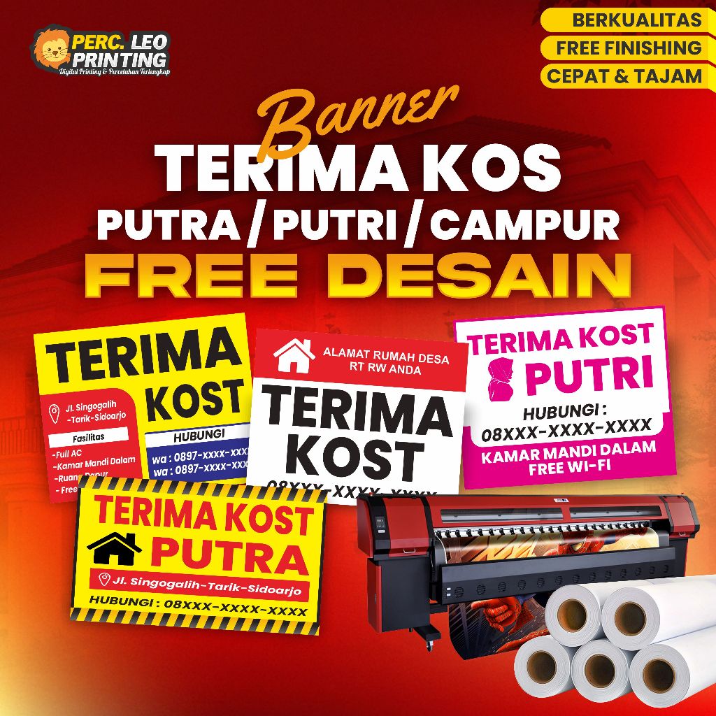 Jual Spanduk banner TERIMA KOS KOSAN PUTRA PUTRI CUSTOM | Shopee Indonesia