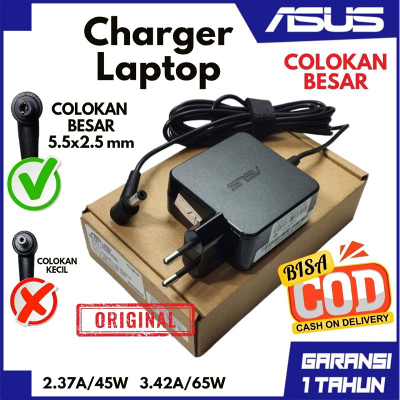 Jual [GARANSI 1 TH] Charger Laptop Asus Original BIG Plug X451 X455 A455L A46 X401U A45A A43 ...