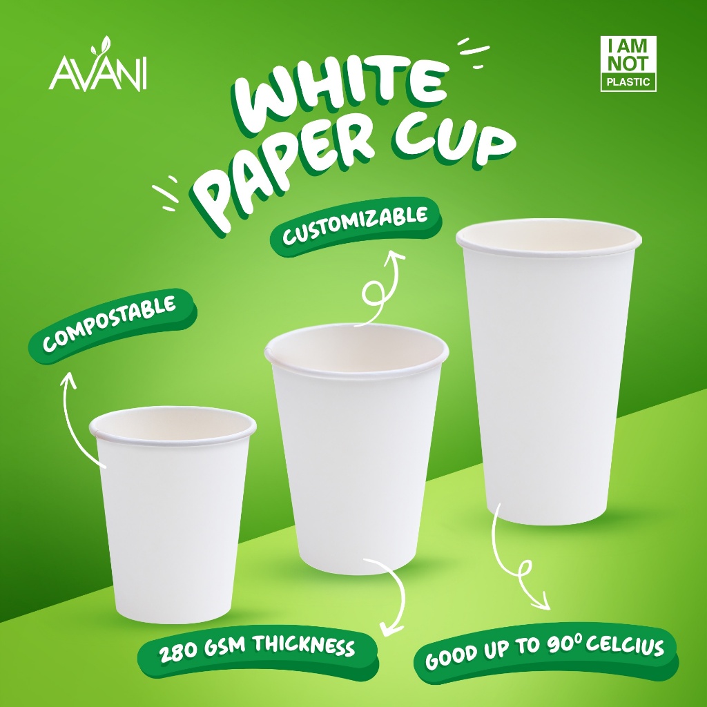 Jual Avani - Paper Cup Putih 8 oz, Gelas Ramah Lingkungan Tahan Panas ...