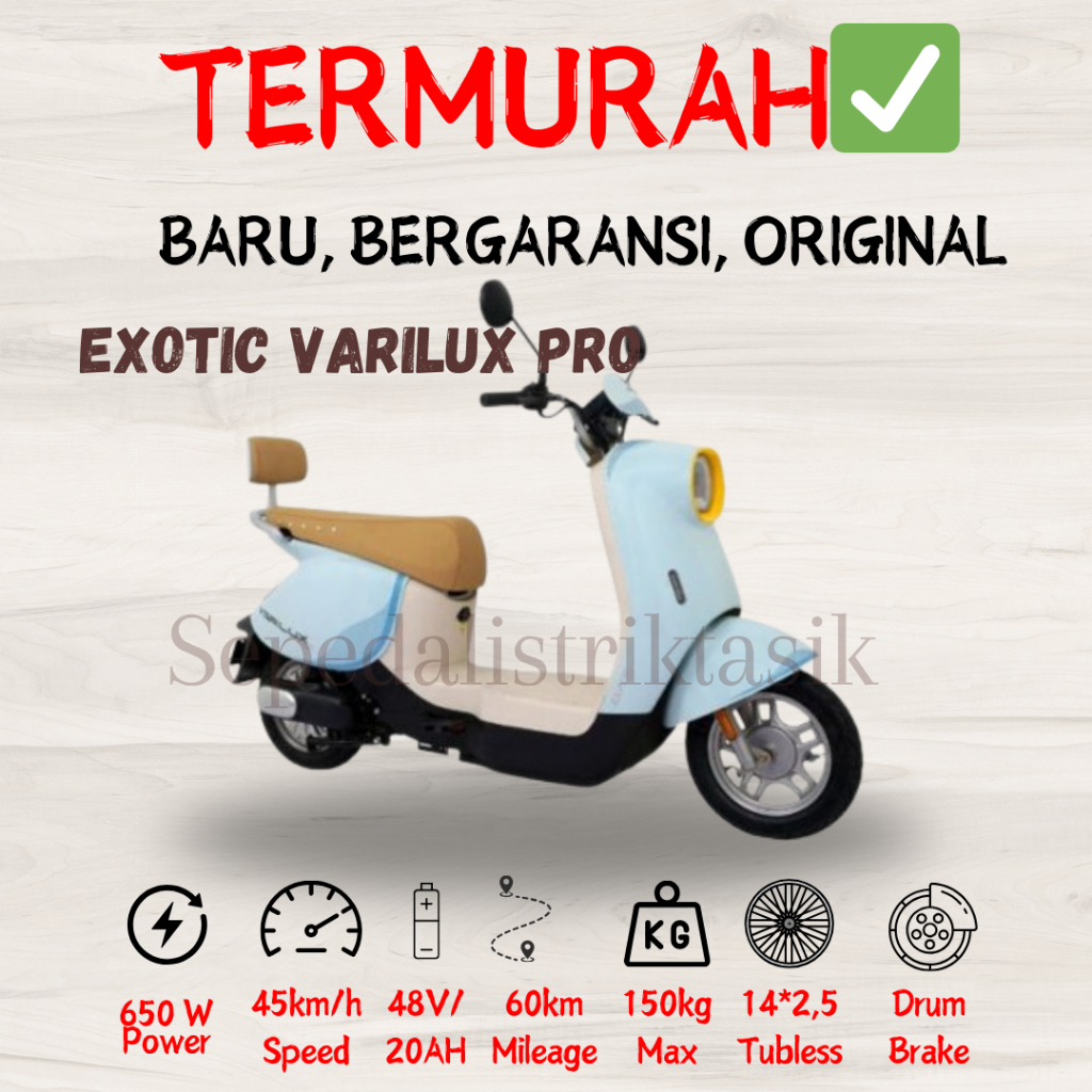 Jual SEPEDA LISTRIK EXOTIC VARILUX PRO - ORIGINAL - GARANSI RESMI ...