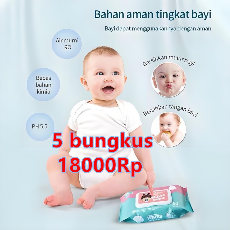 Jual TISU BASAH BAYI ISI 80 LEMBAR TISSUE BASAH BABY MURAH BABY WIPES ...