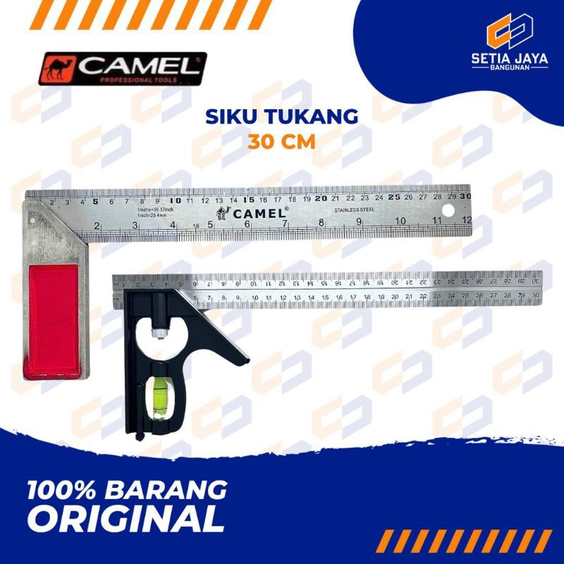 Jual Siku / Penggaris Tukang / Meter Camel Stainless Steel 12 Inch ...