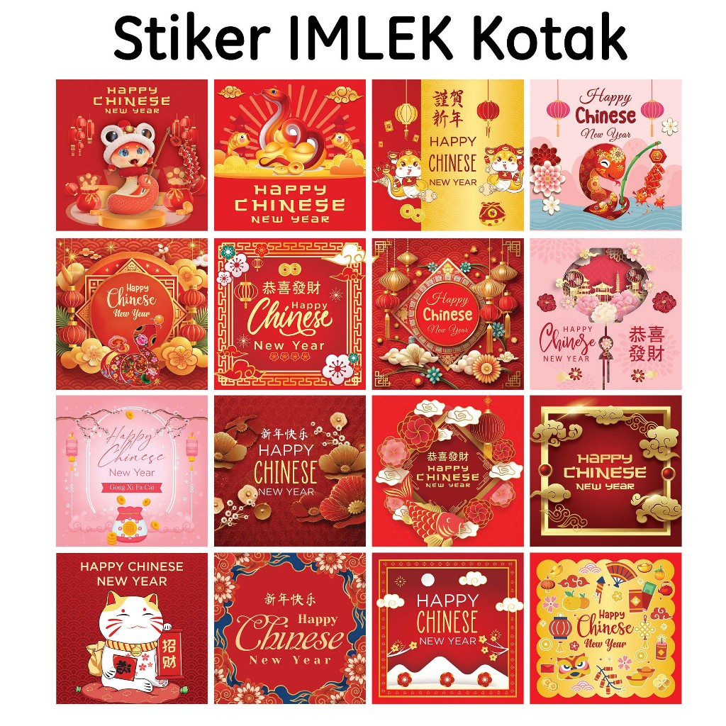 Jual 70 Pcs Stiker Imlek Chinese New Year Kotak / Stiker Segel Kardus ...