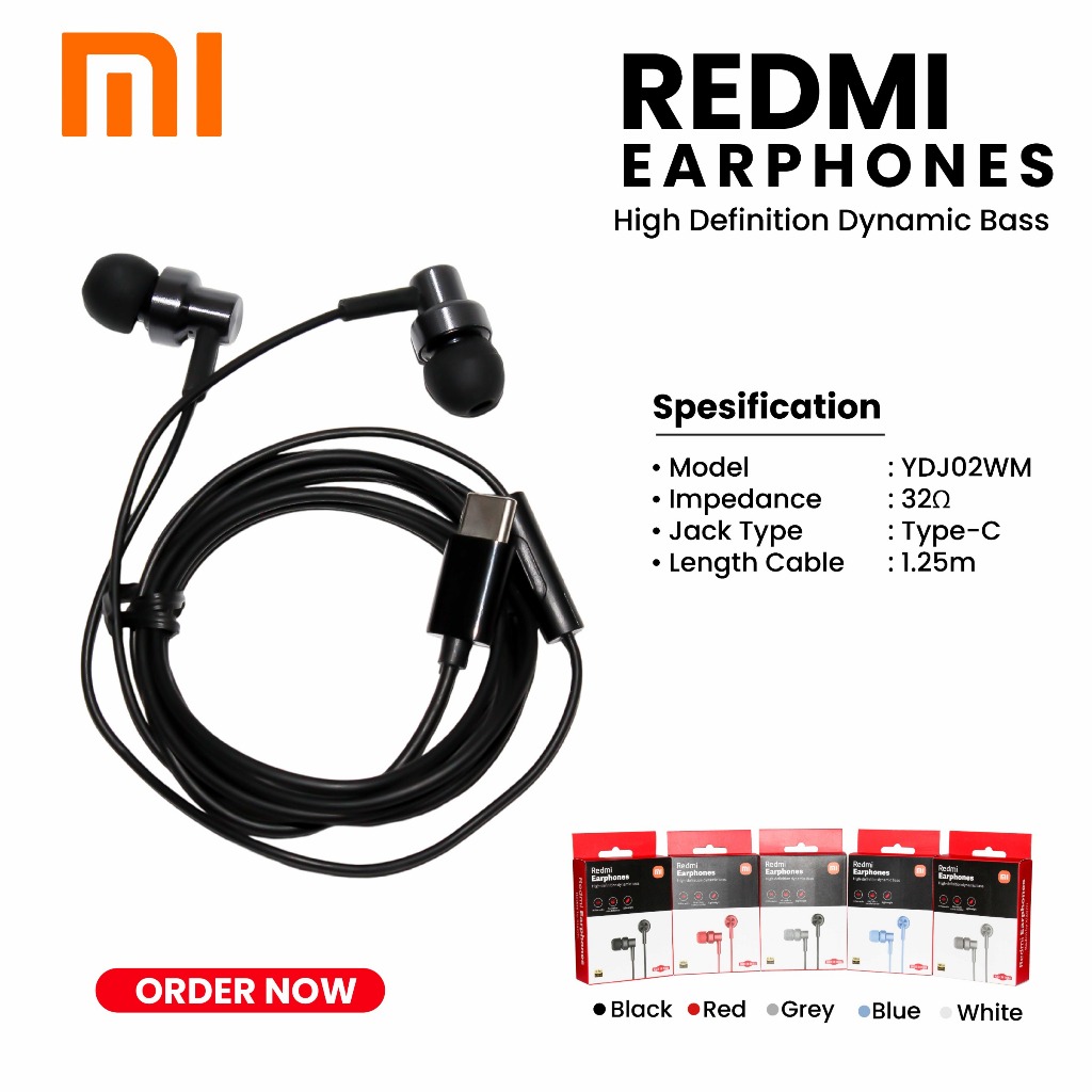 Jual REDMI Earphone Type C / Audio Jack / Handsfree Xiaomi / Headset ...