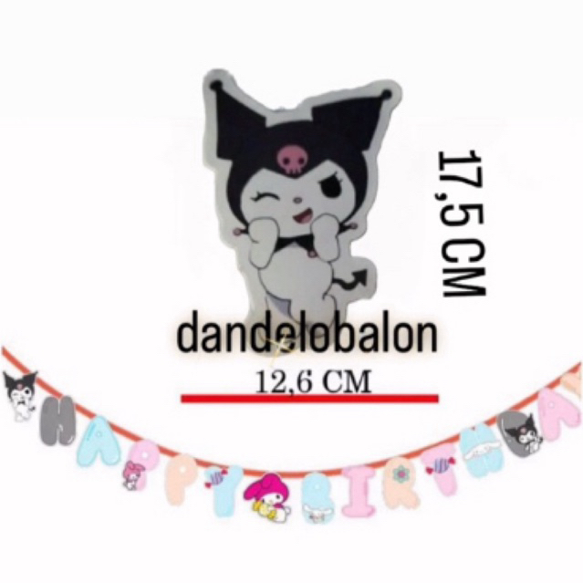 Jual Banner Ulang Tahun 3D Sanrio Kuromi | Banner Happy Birthday Sanrio ...