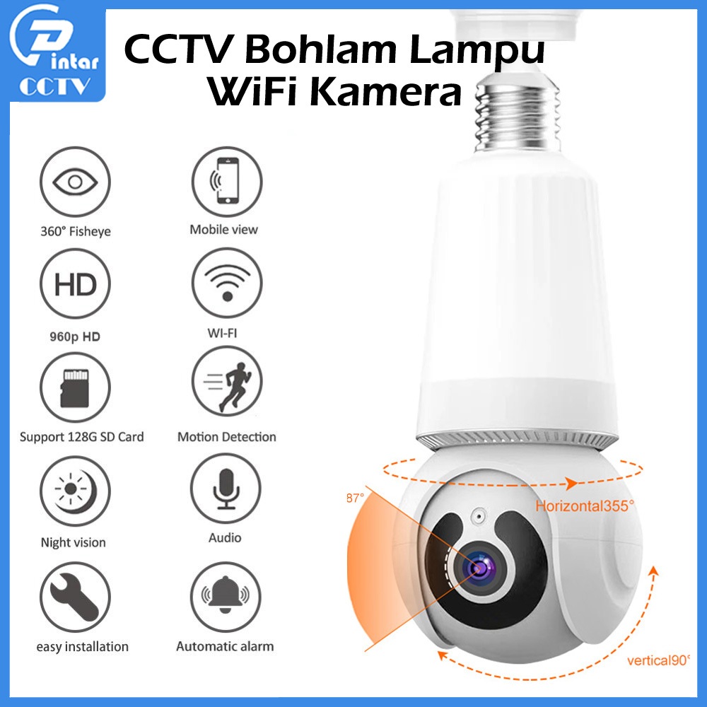 Jual V380 CCTV IP Kamera Wifi PTZ Bohlam lampu LED E27 Bulb Camera Panorama 360° view 8MP HD ...