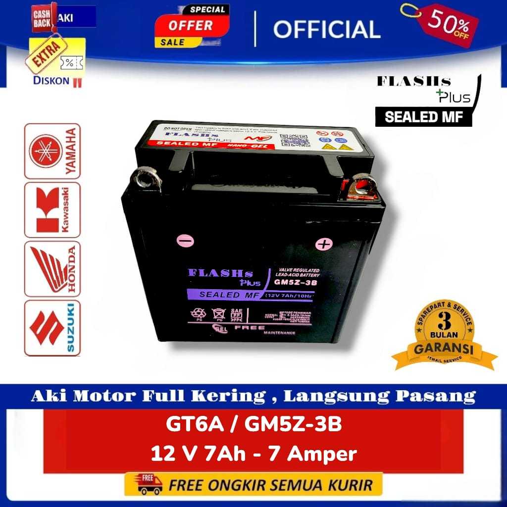 Jual Baterai AKI Motor GM5Z-3B MIO SPORTY SMILE SUPRA FIT 100 F1ZR VEGA R ZR Bajaj Pulsar 135cc ...