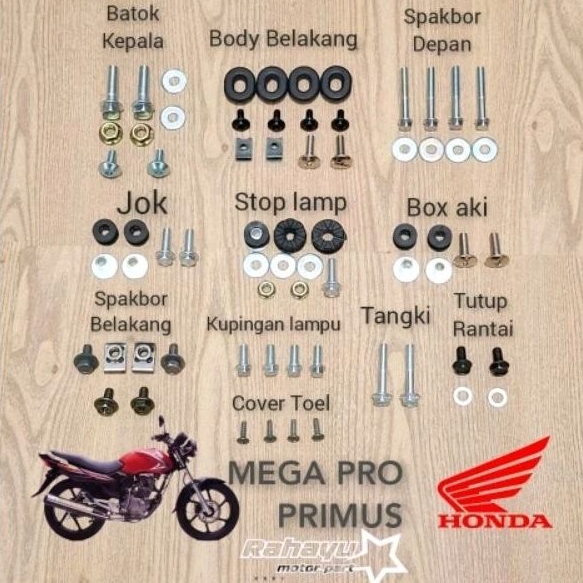Jual Baut Lengkap Full Set Body Honda Mega Pro Primus | Shopee Indonesia