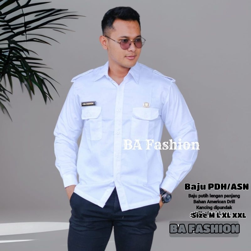 Jual Baju putih pdh pns asn pppk dinas seragam putih krah hitam Seragam ...