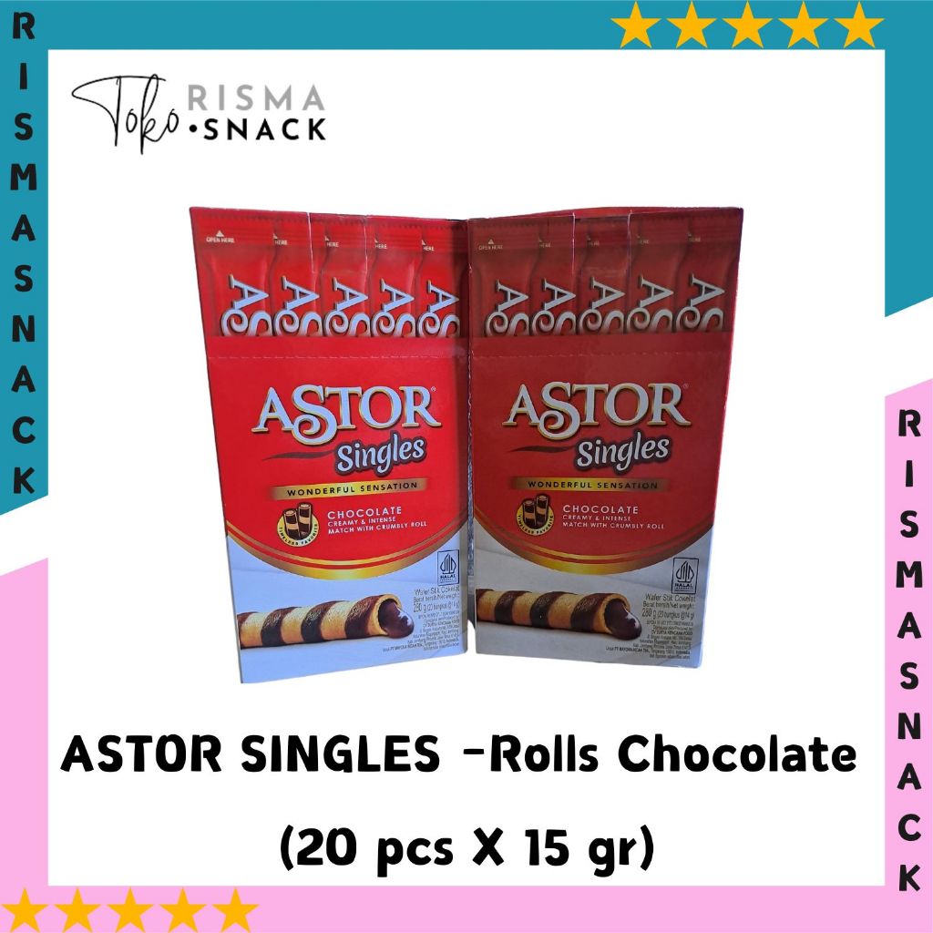Jual Astor Singles Wafer Rolls Chocolate kemasan (20pcs x 12gr ...