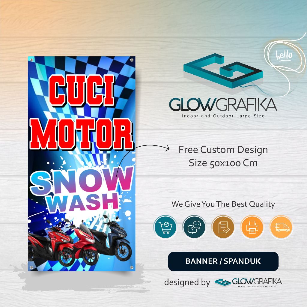 Jual Cetak Spanduk Banner Cuci Motor Model Biru | Shopee Indonesia