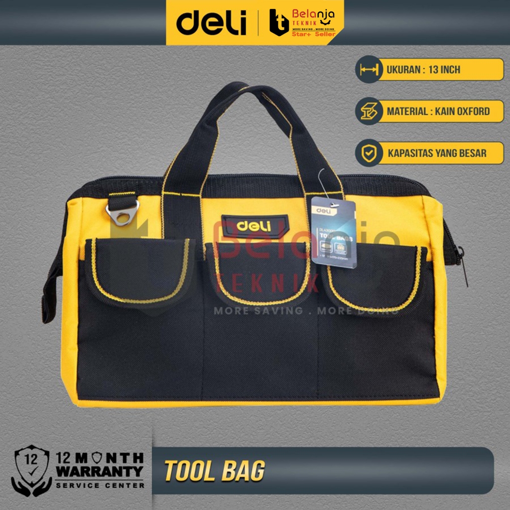 Jual Deli Tool Bag 13" Tas Perkakas 13 inch Multifungsi Bahan Kuat Tas ...