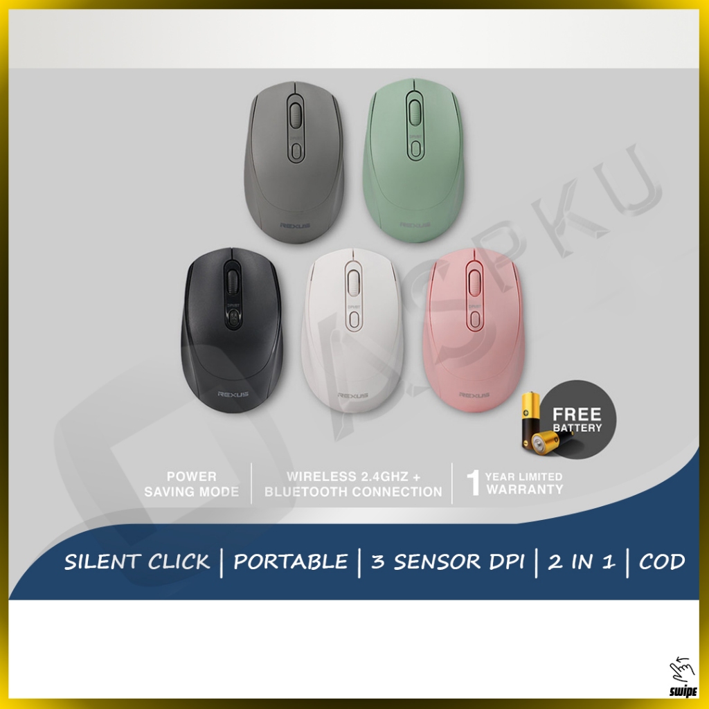 Jual Rexus Mouse Wireless Office Q35 Bluetooth dan USB 2in1 Silent ...