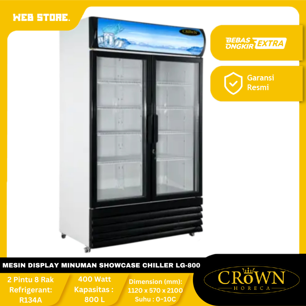 Jual Mesin Pendingin Display Minuman Showcase Chiller 2 Pintu 8 Rak LG ...