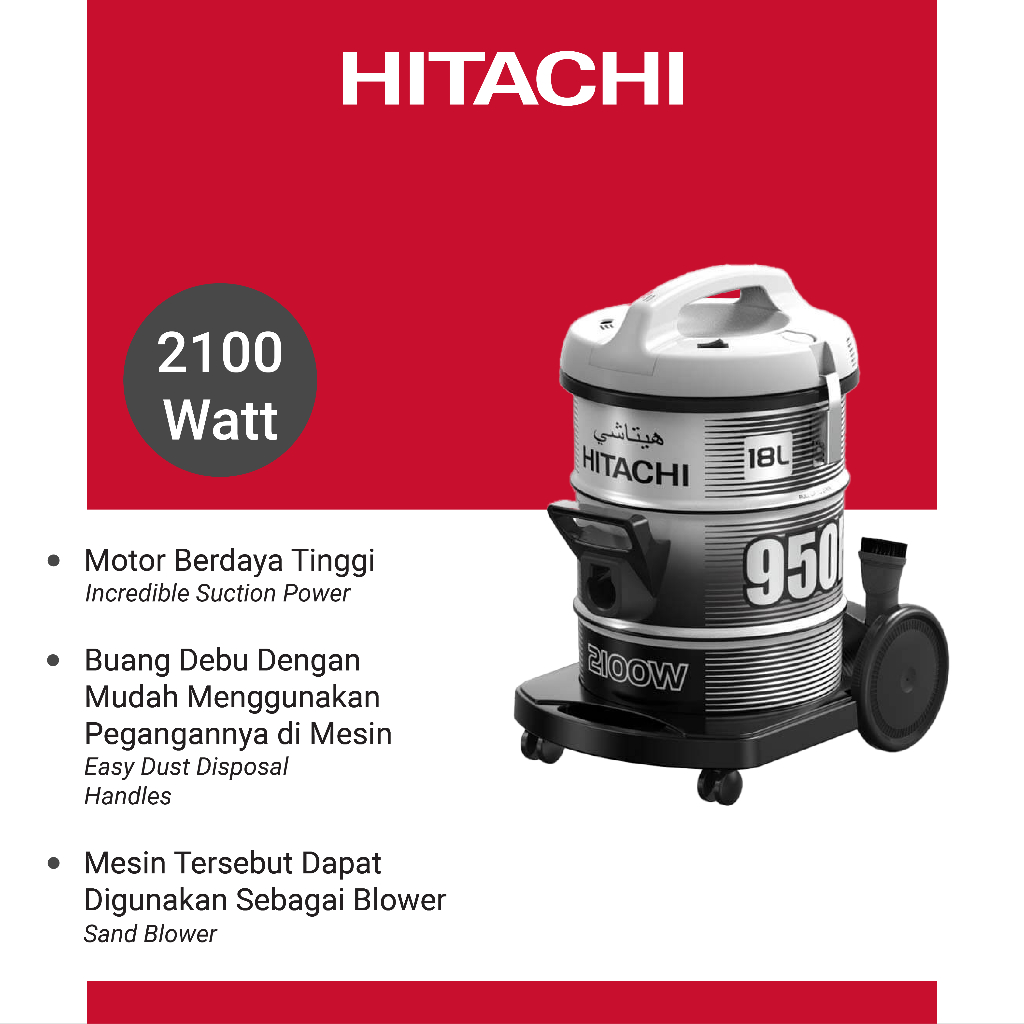 Jual HITACHI Vacuum Cleaner Drum Grey CV-950F 2100W | Shopee Indonesia
