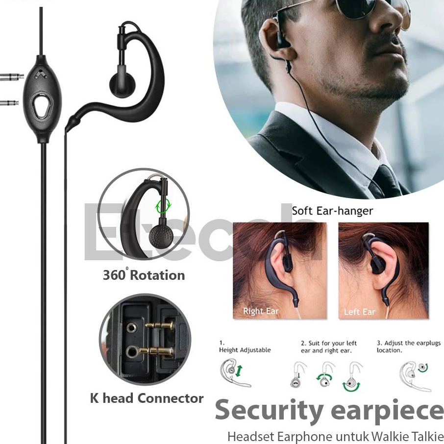 Jual Headset Earphone FBI Walkie Talkie HT 2 Pin 102dB | Shopee Indonesia