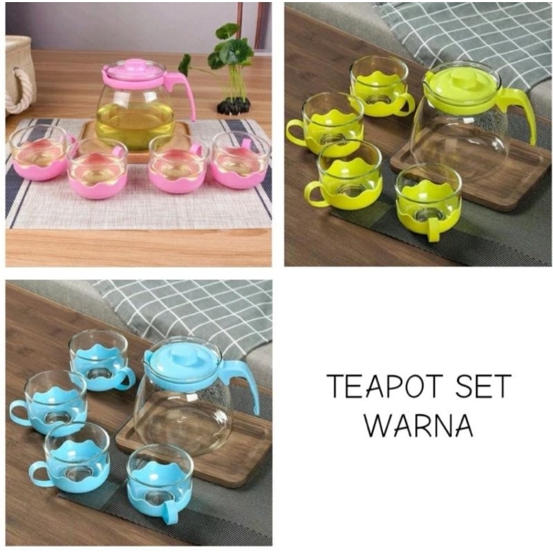 Jual Tea Pot Set Warna - Tea Pot Set 5 in 1- Teko Set Warna - Teapot 5 ...