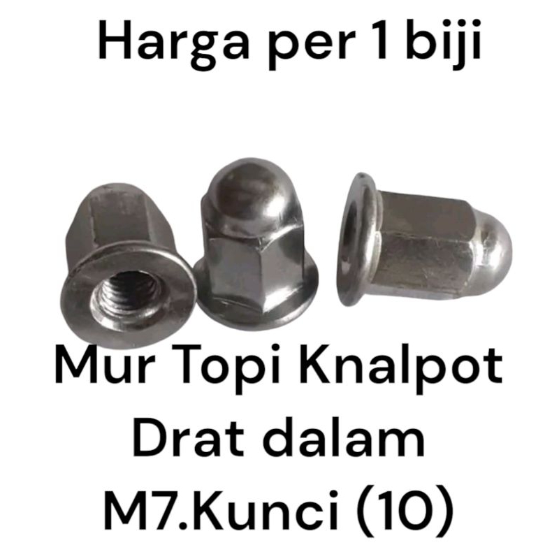 Jual Mur Topi M7 Kunci 10 Mur Head Mur Knalpot M7(Drat 11) Steanless Grade A | Shopee Indonesia