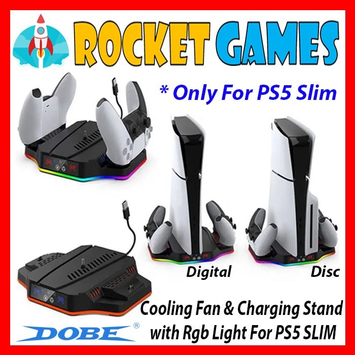 Jual Dobe PS5 Slim Multifunctional Cooling Fan & Stand Fan Charging ...
