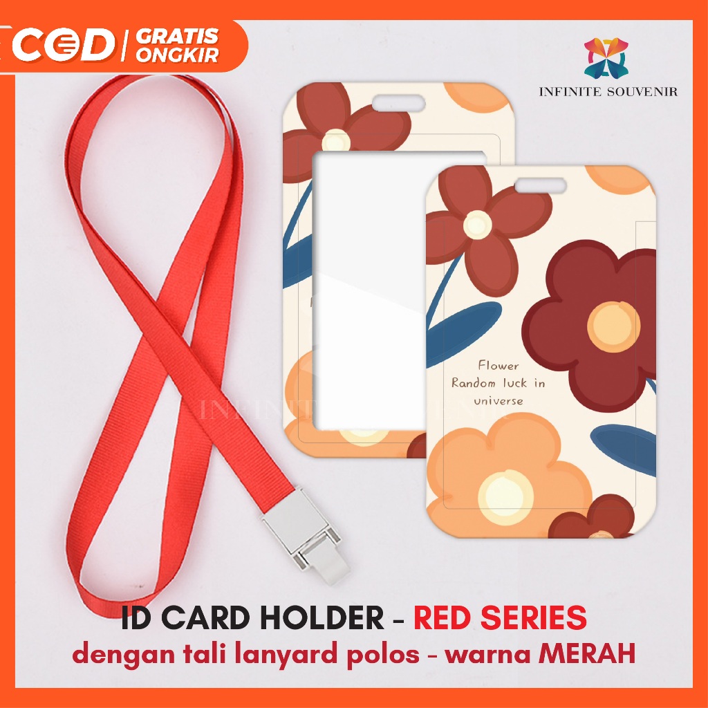Jual (N008) NAME TAG RED SERIES / ID CARD HOLDER WARNA MERAH BUNGA ...