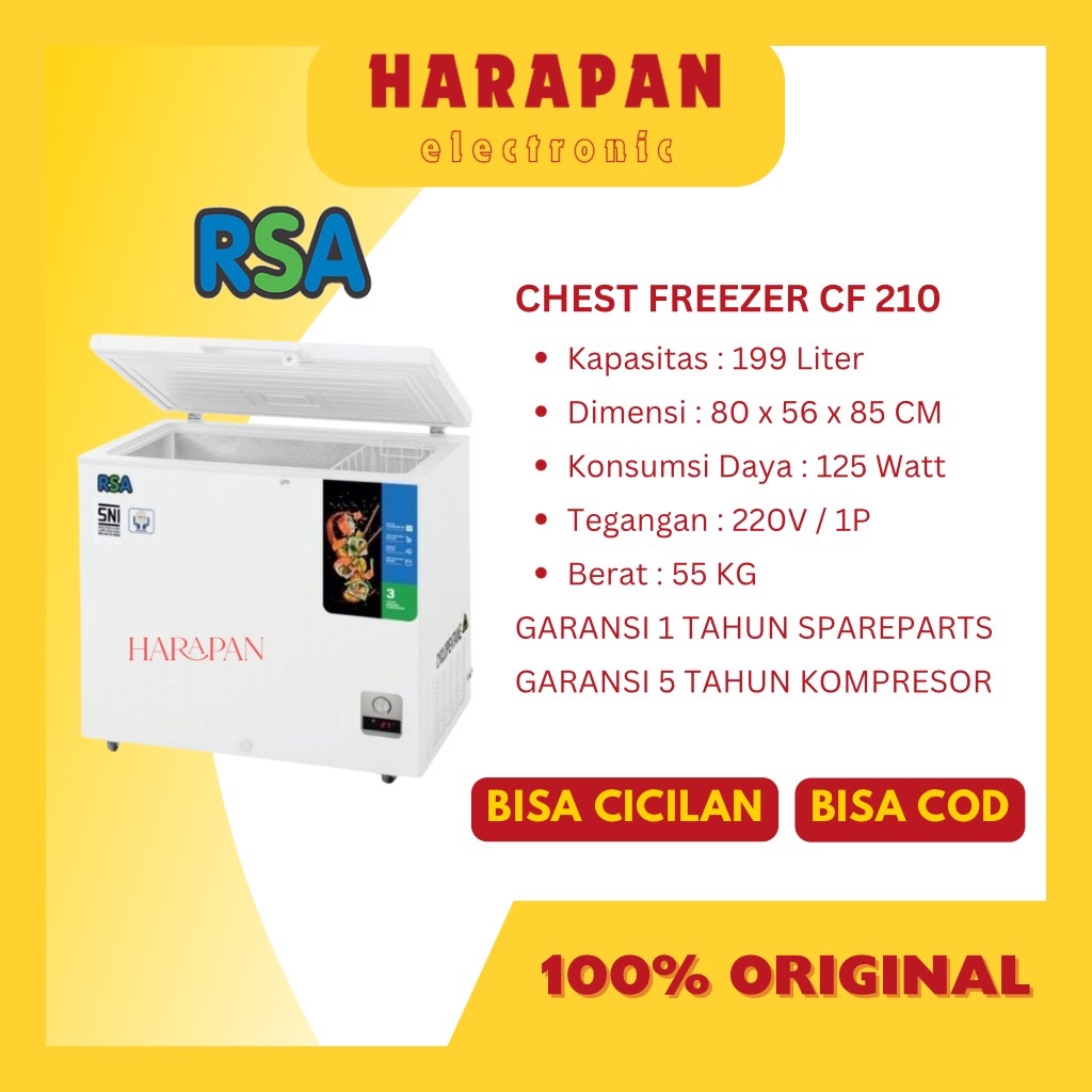 Jual CHEST FREEZER RSA CF 210 - 199 LITER / KULKAS BOX MAKANAN BEKU ...