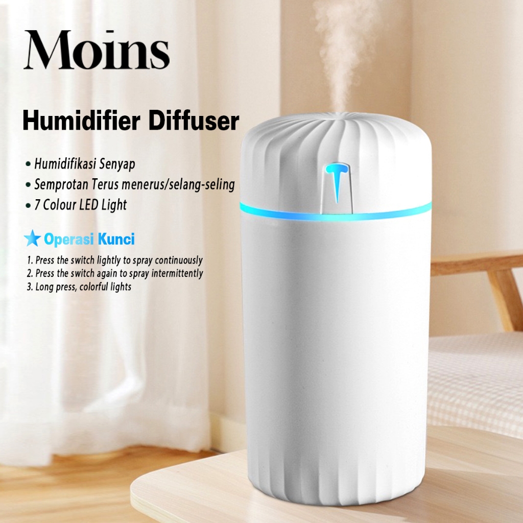Jual Humidifier Diffuser Aromatherapy 450 ML with 7 Colour LED Light ...