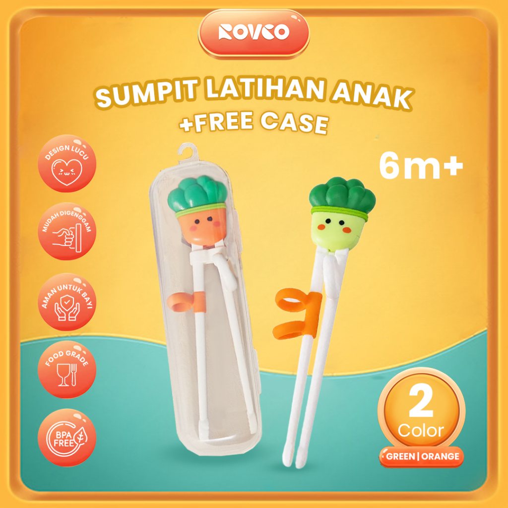 Jual ROVCO Cartoon Training Chopsticks / Sumpit Latihan Anak / Sumpit ...
