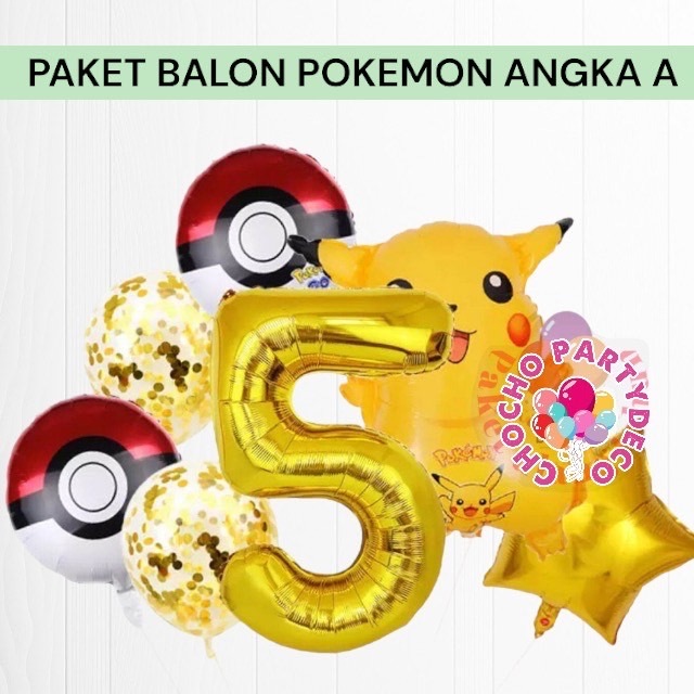 Jual Paket Balon POKEMON Angka A / Dekorasi Ulang Tahun Pokemon Pikachu ...
