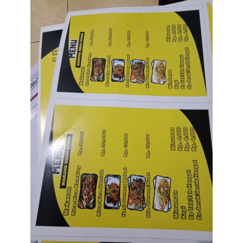 Jual cetak daftar menu ukuran a4 | Shopee Indonesia