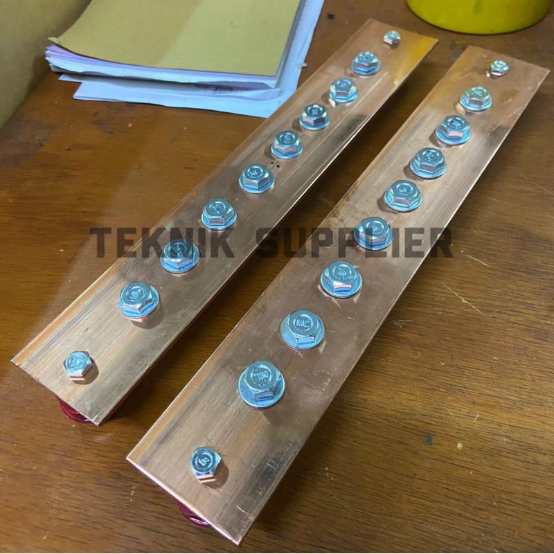 Jual Busbar tembaga 5mm x 50mm x 400mm + lubang M10 / busbar grounding ...