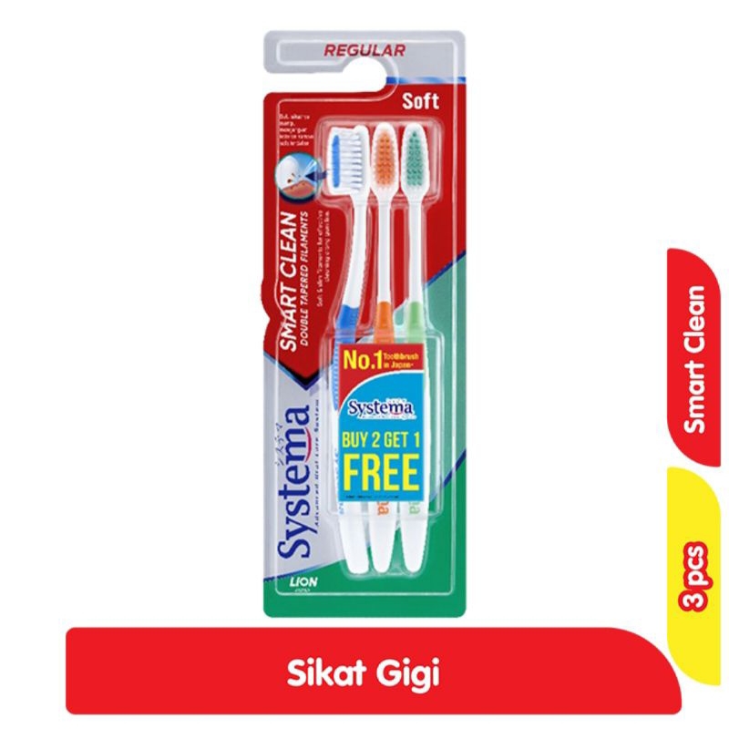Jual SYSTEMA Sikat Gigi Smart Clean Isi 3 PCS | Shopee Indonesia
