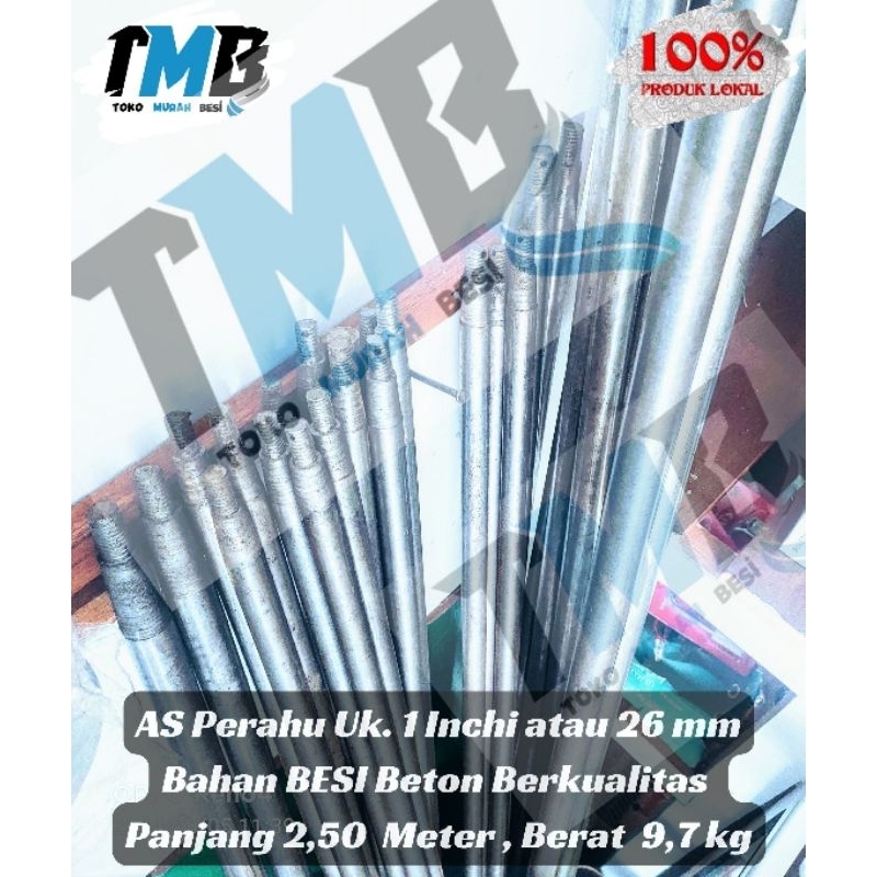 Jual AS Perahu Uk. 1 Inchi / 26 mm Panjang 2,50 Meter Bahan BESI Beton ...