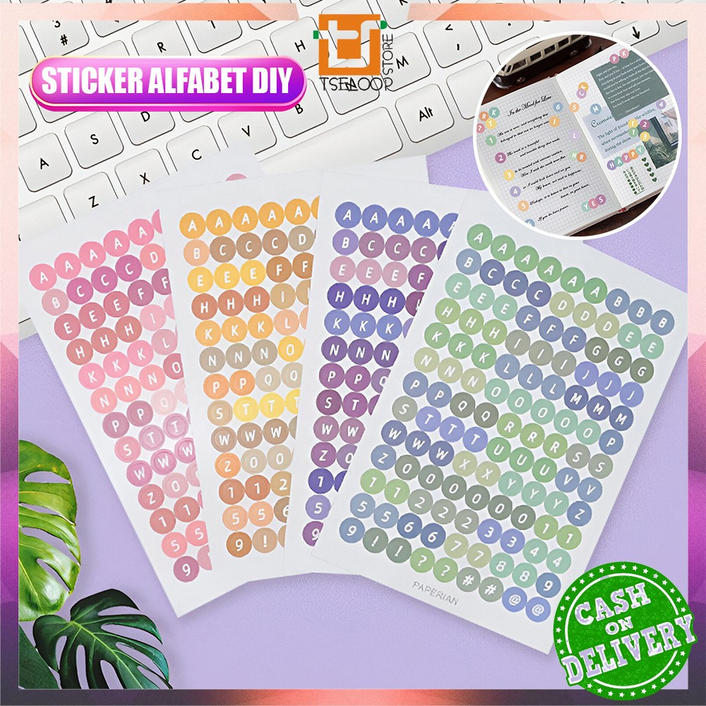 Jual OFM-C1121 Stiker Alphabet Huruf Angka Deco Aesthetic Dekorasi Buku ...