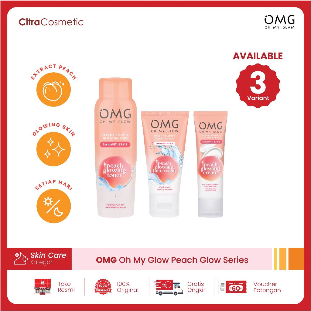 Jual ️CitraCosmetic ️ Omg Oh My Glow Peach Glow Series Face Wash ...